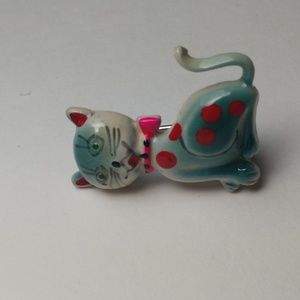 Jewelry | Vintage Tiny Hand Painted Blue Cat Pinvintage Pin | Poshmark